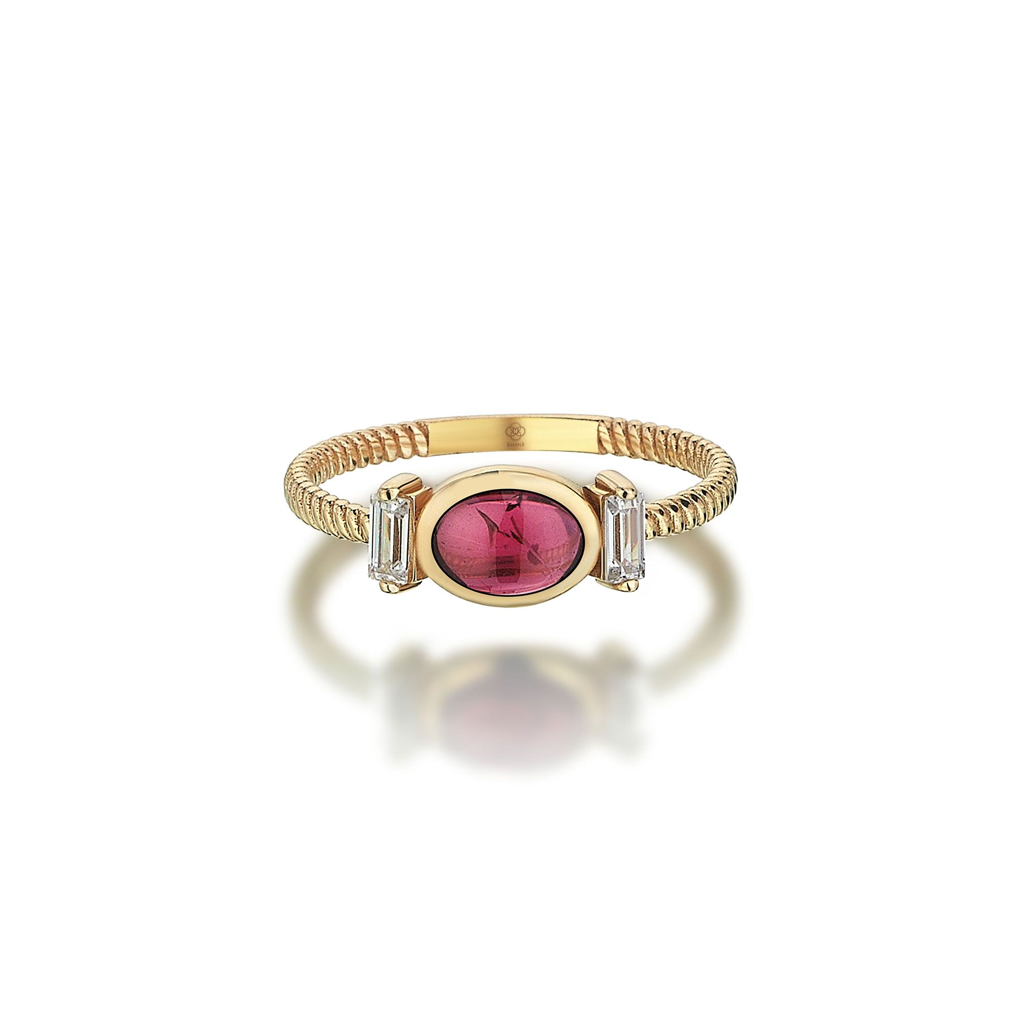 Elipse Red Topaz Ring Altın Yüzük Üsküplü 14 Ayar Sarı Altın, Kırmızı ...